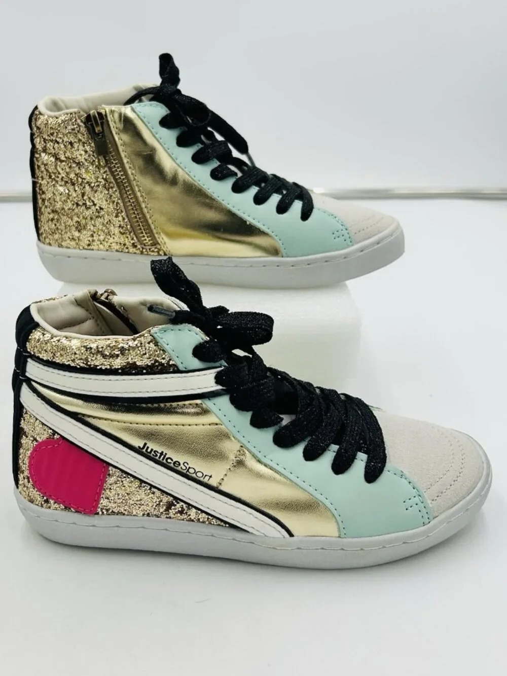 Justice | Shoes | Justice Sport Girls Zipup Hightop Sneakers Metallic ...